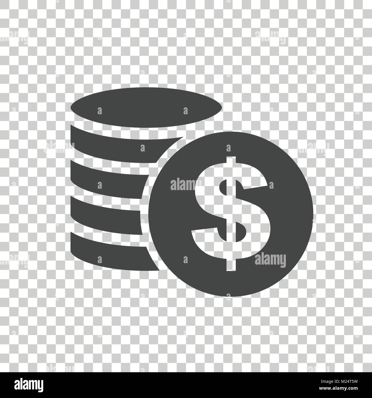Money silhouette icon on isolated background. Coins vector illustration ...