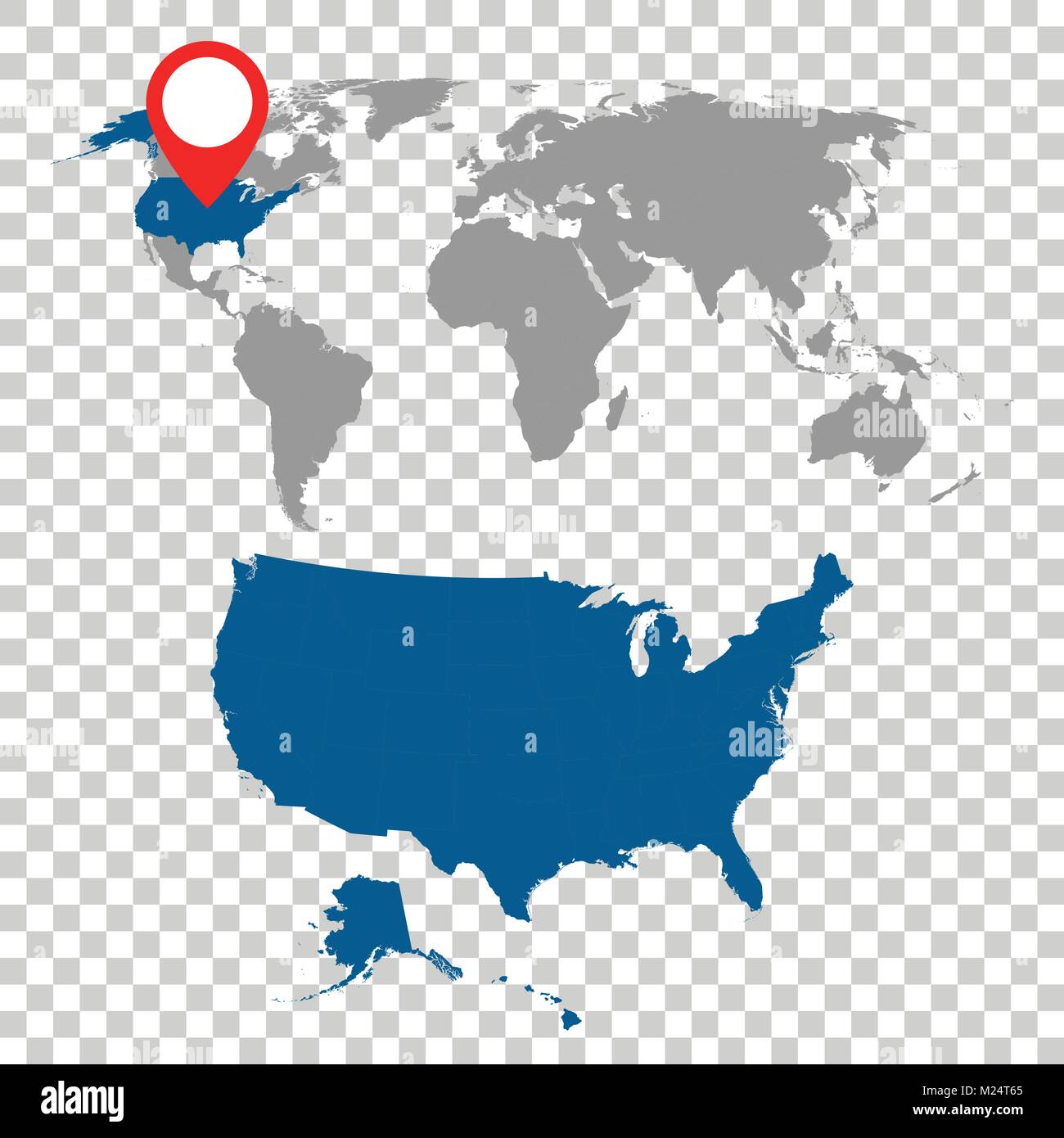 Detailed map of USA and World map navigation set. Flat vector ...