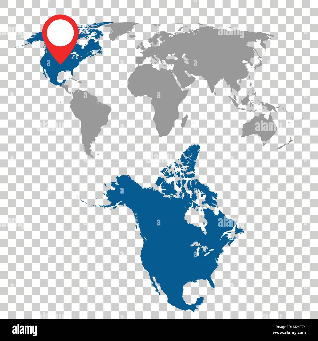 Detailed map of North America and World map navigation set. Flat vector ...