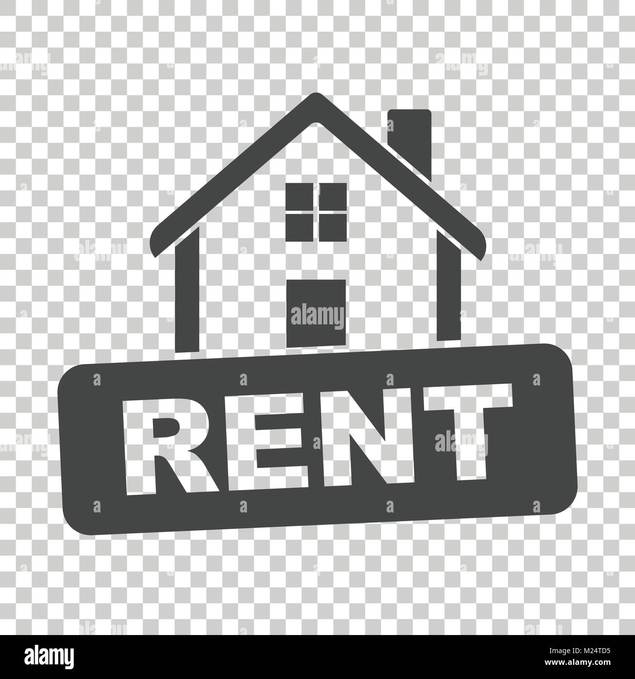 House with rent sign flat vector illustration on isolated backg hi-res ...