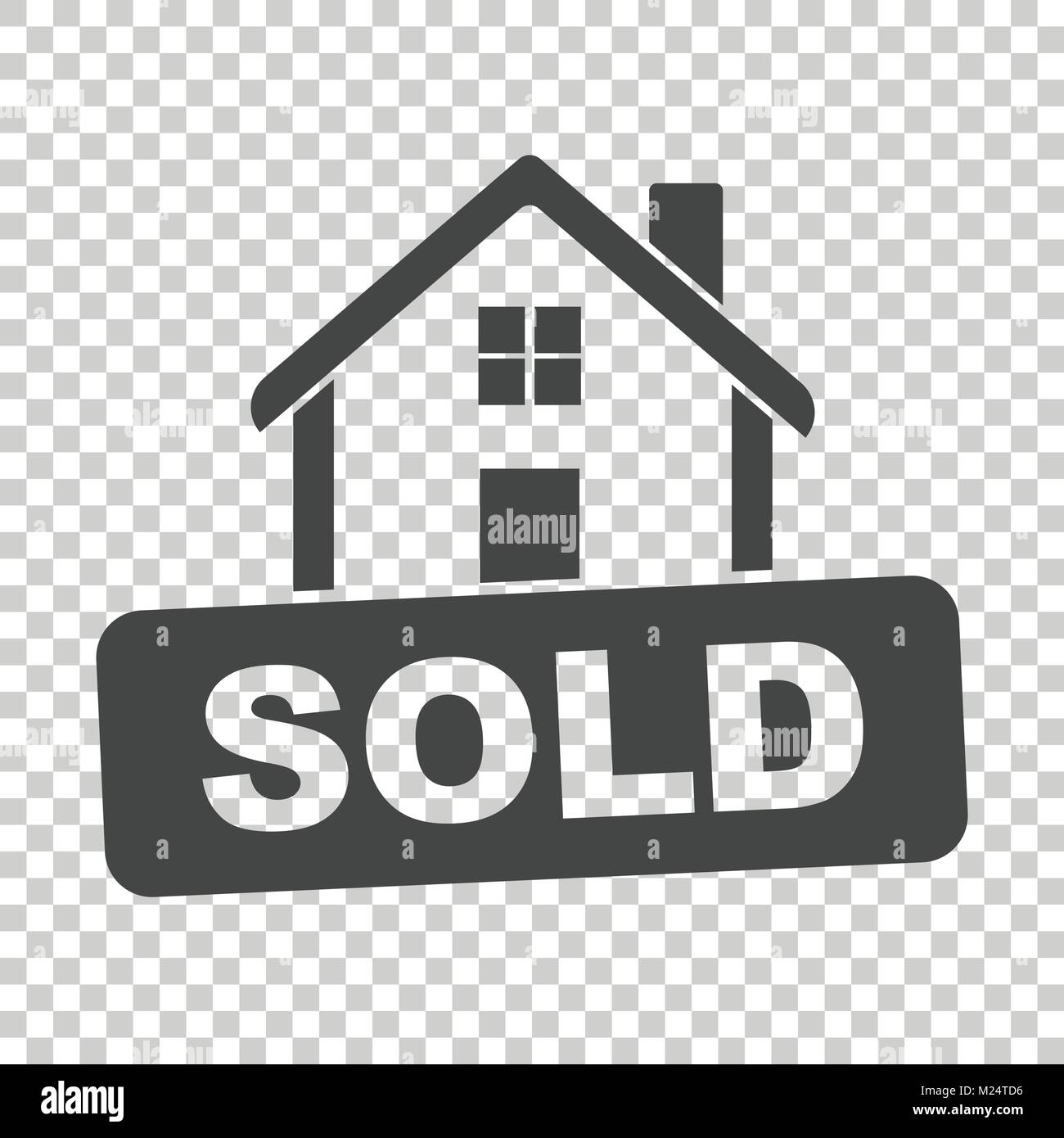 House with sold sign. Flat vector illustration on isolated background ...