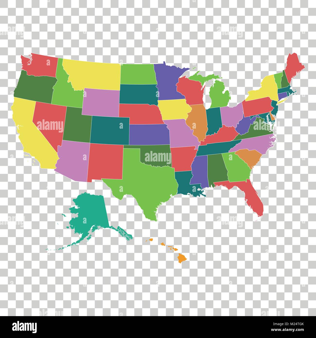 Vector illustration of a High Detail USA Map with federal states Stock ...