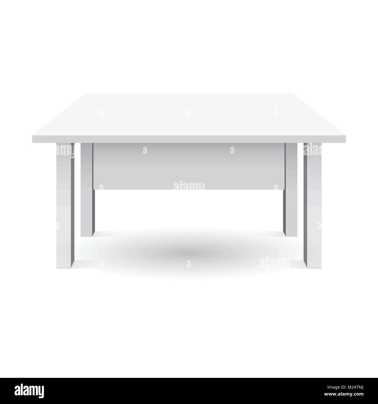Vector 3d table for object presentation. Empty white top table isolated on white background ...