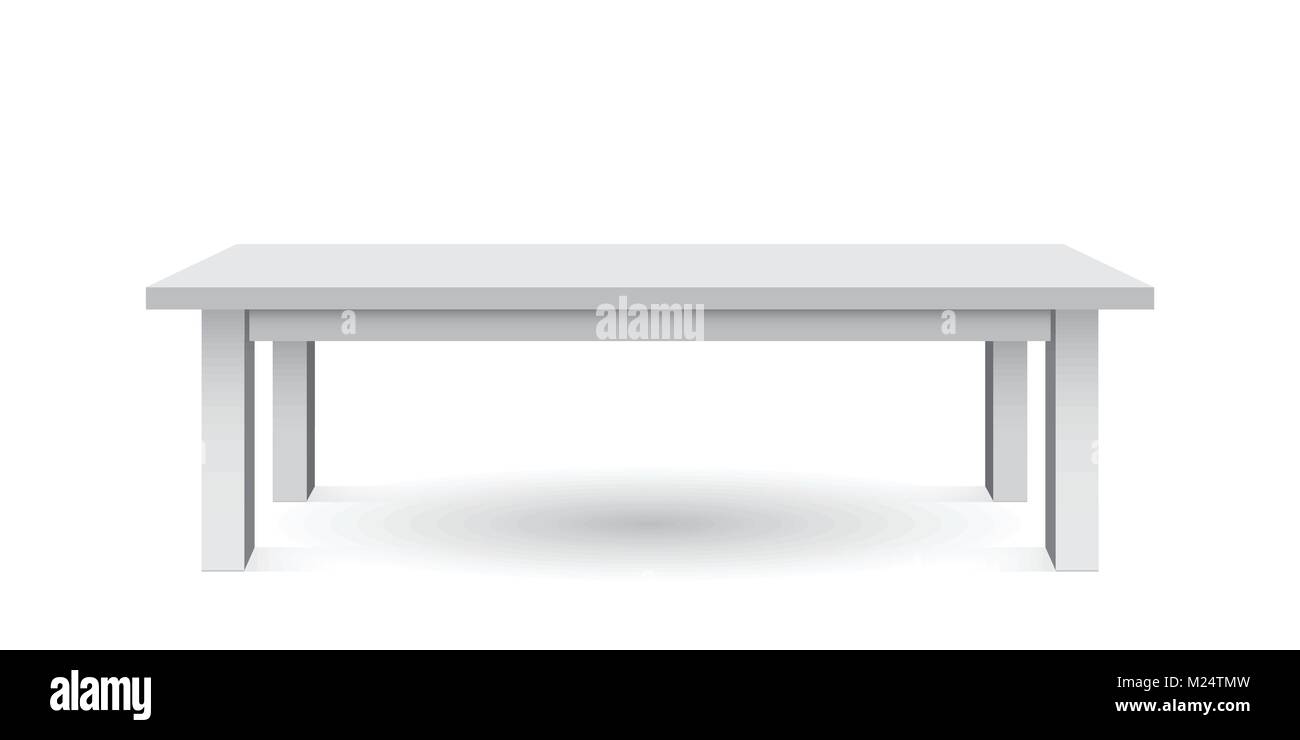 Vector 3d table for object presentation. Empty white top table isolated on white background ...
