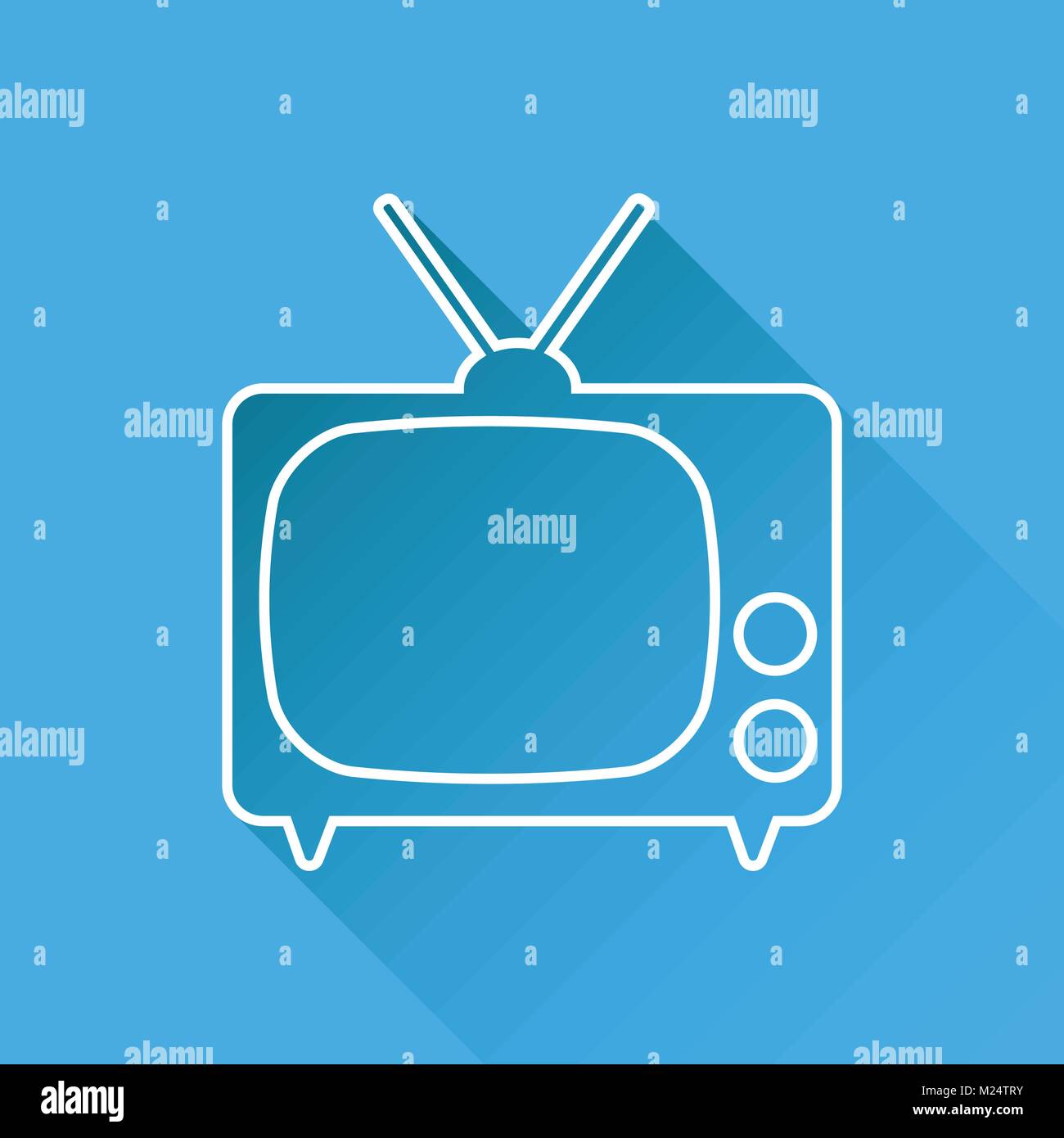 Tv Icon vector illustration in line style isolated on blue background ...