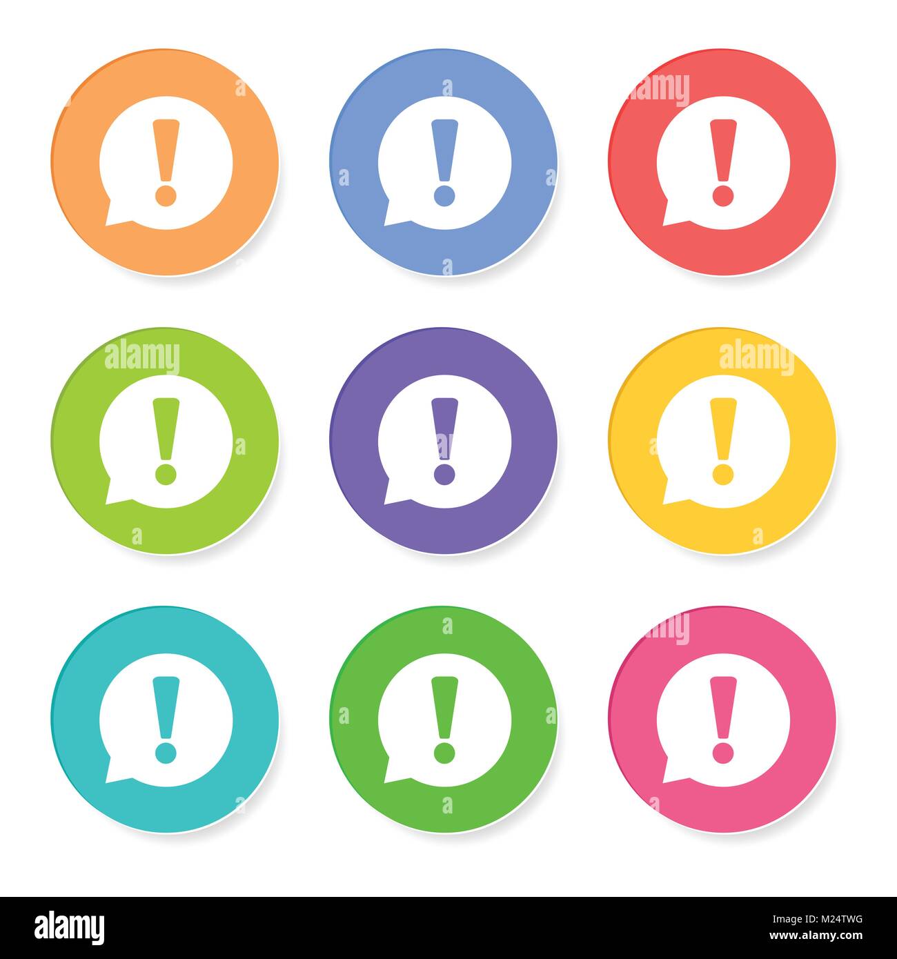 Exclamation Icon vector illustration in flat style isolated on white ...