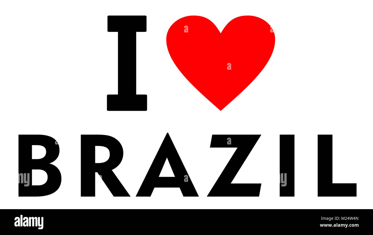 I love Brazil country text red heart message Stock Photo - Alamy