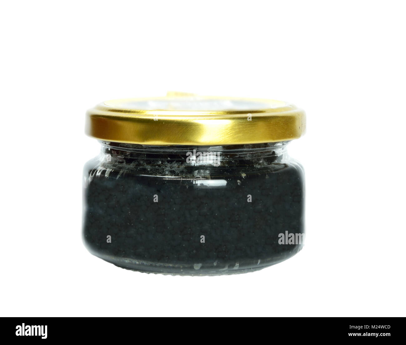 Vase with black caviar isolated on white background Stock Photo - Alamy