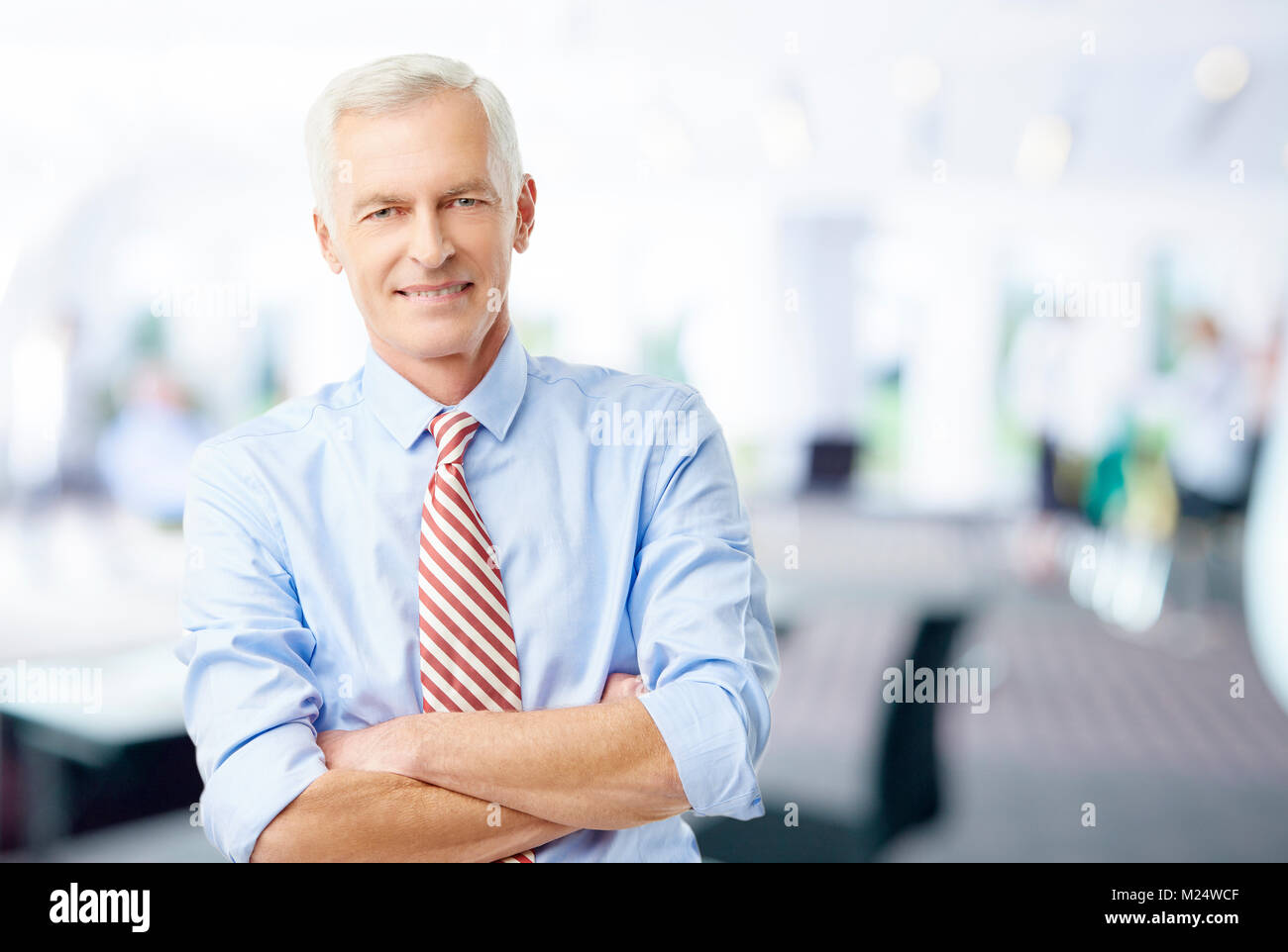 An executive senior financial advisor businessman standing with arms ...