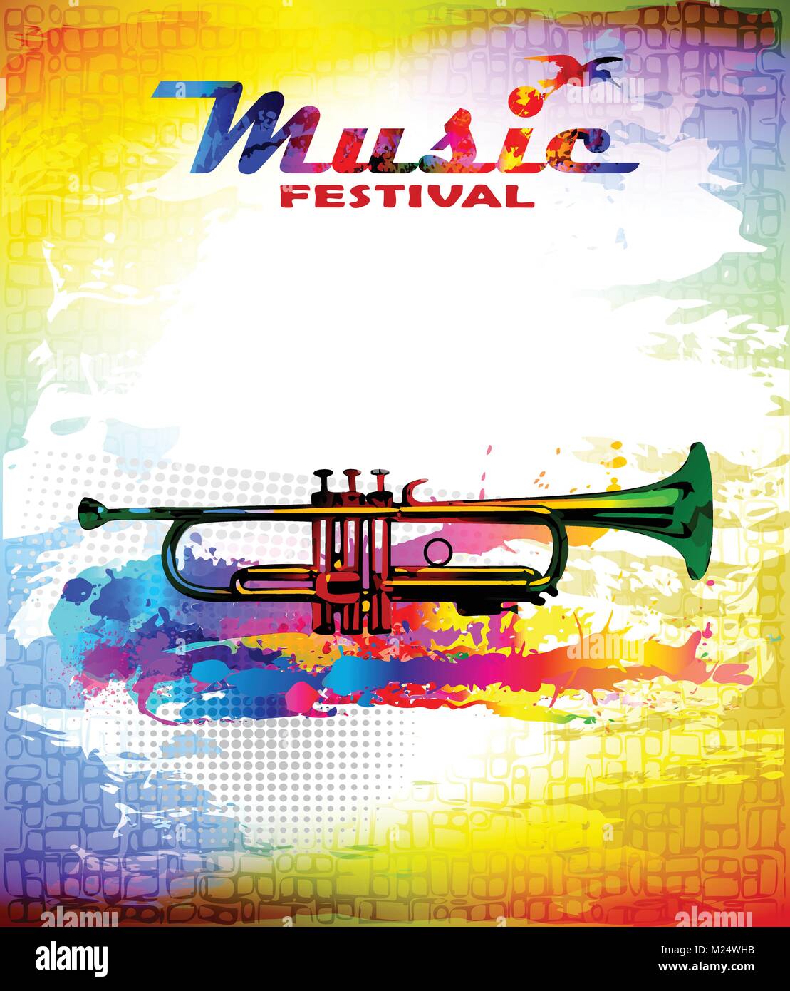Colourful music festival flyer, banner with trumpet Stock Vector Image ...