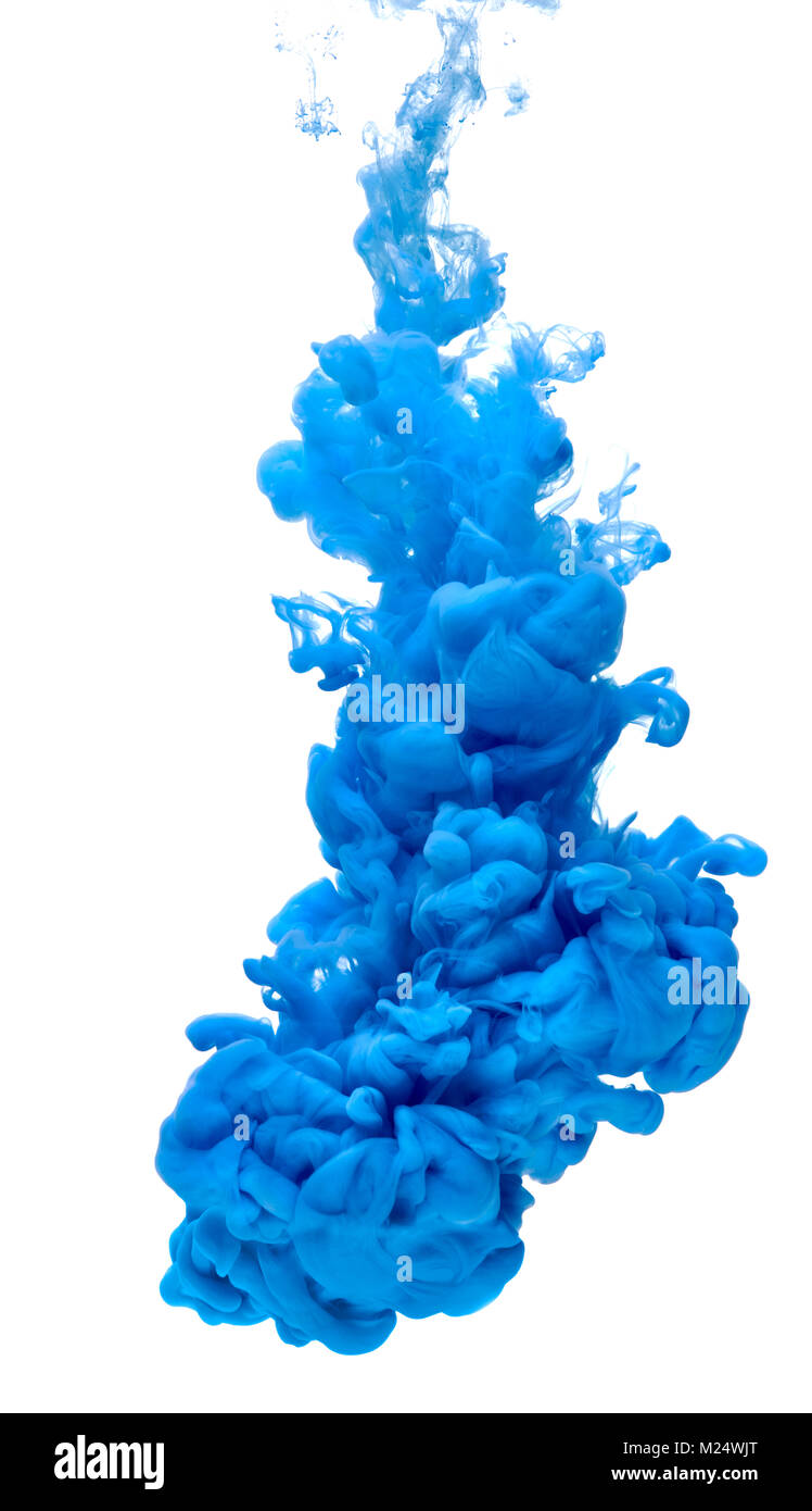 blue color paint pouring in water Stock Photo - Alamy