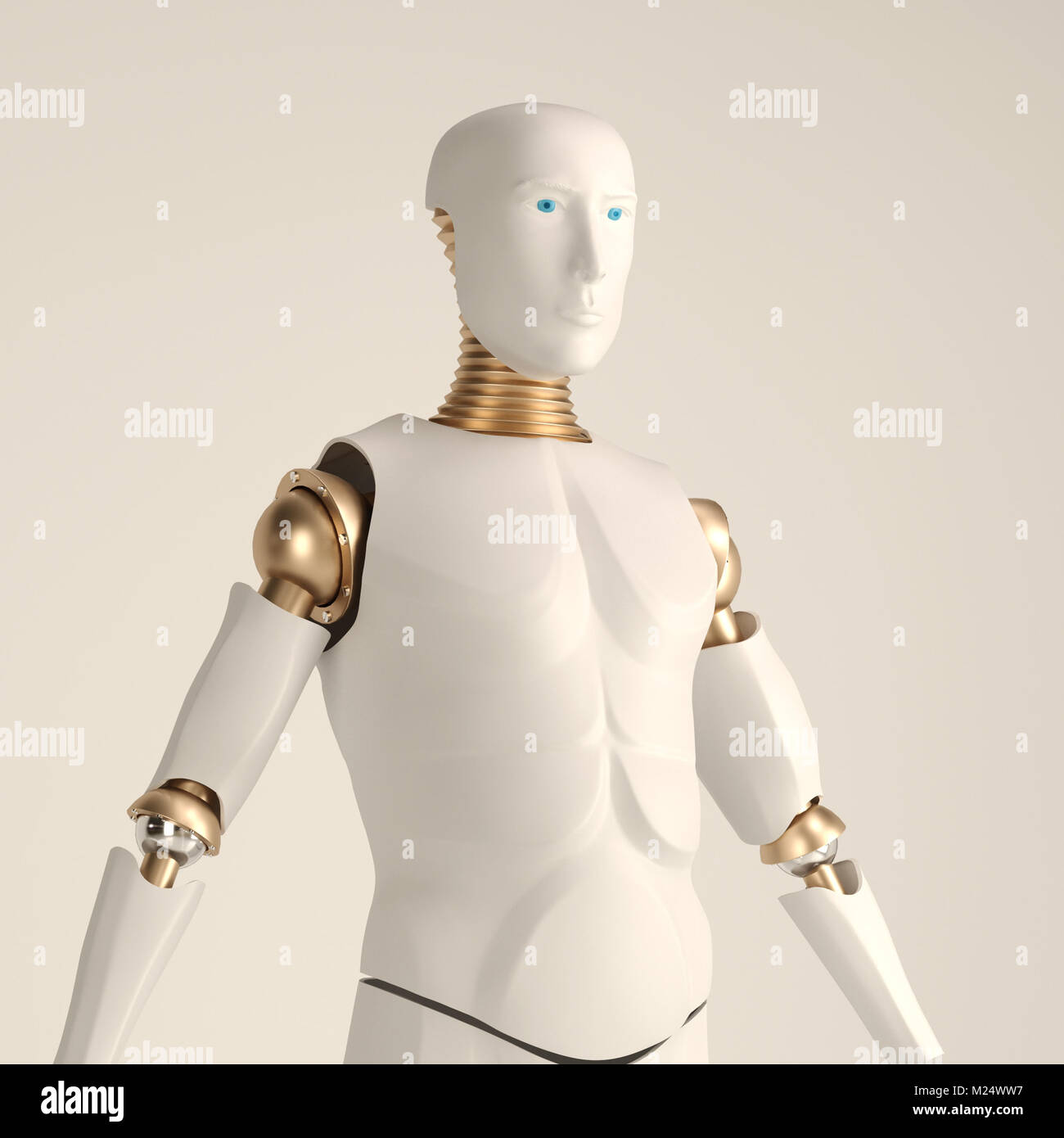 3D rendering Stylish handsome cyborg head. Isolated on whitebackground ...