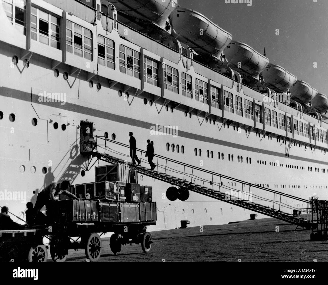 The Italian liner Cristoforo Colombo in the harbour of Messina, Sicily ...