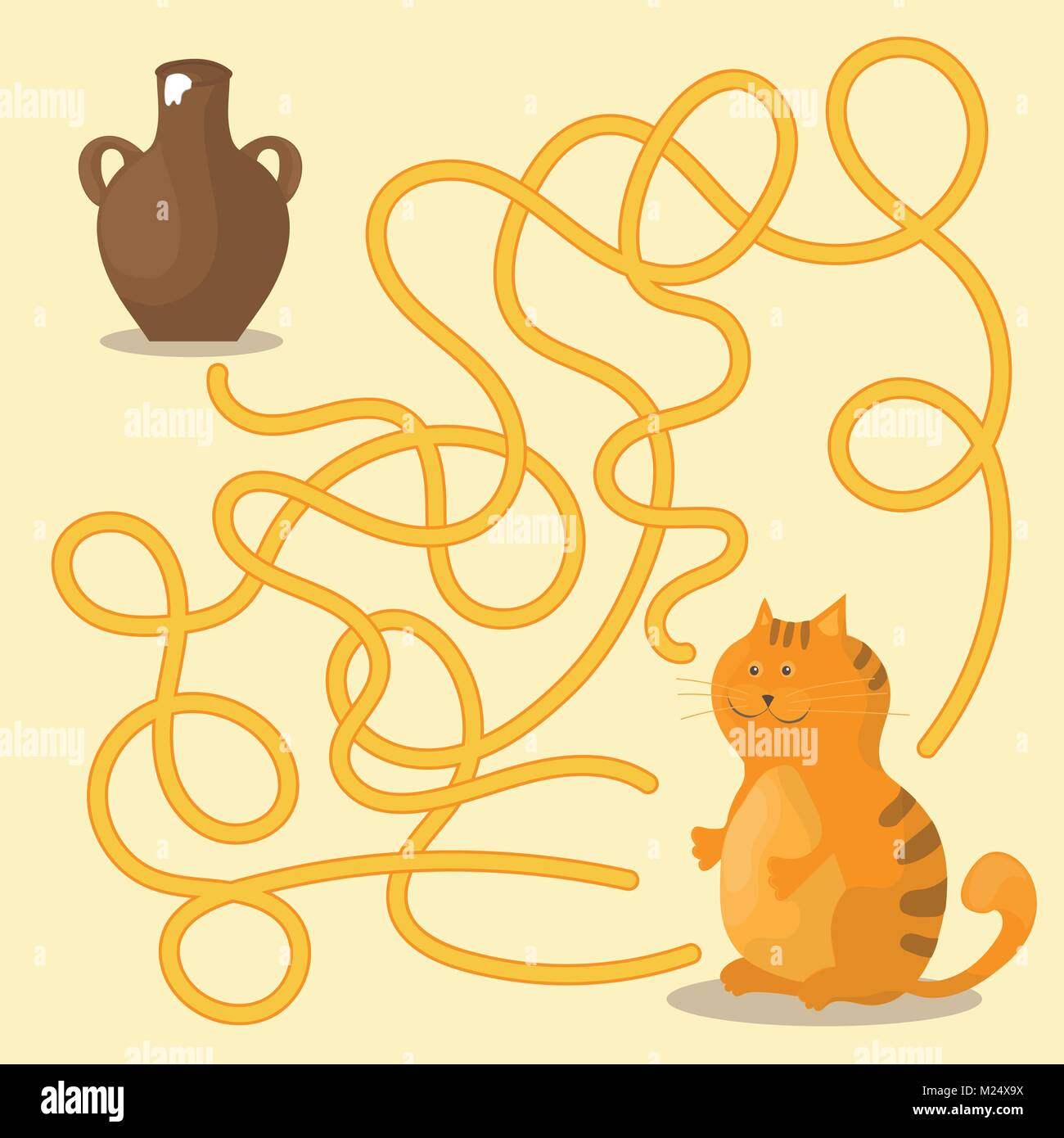 Cartoon Vector - Maze or Labyrinth Game for Preschool Children with Cat ...