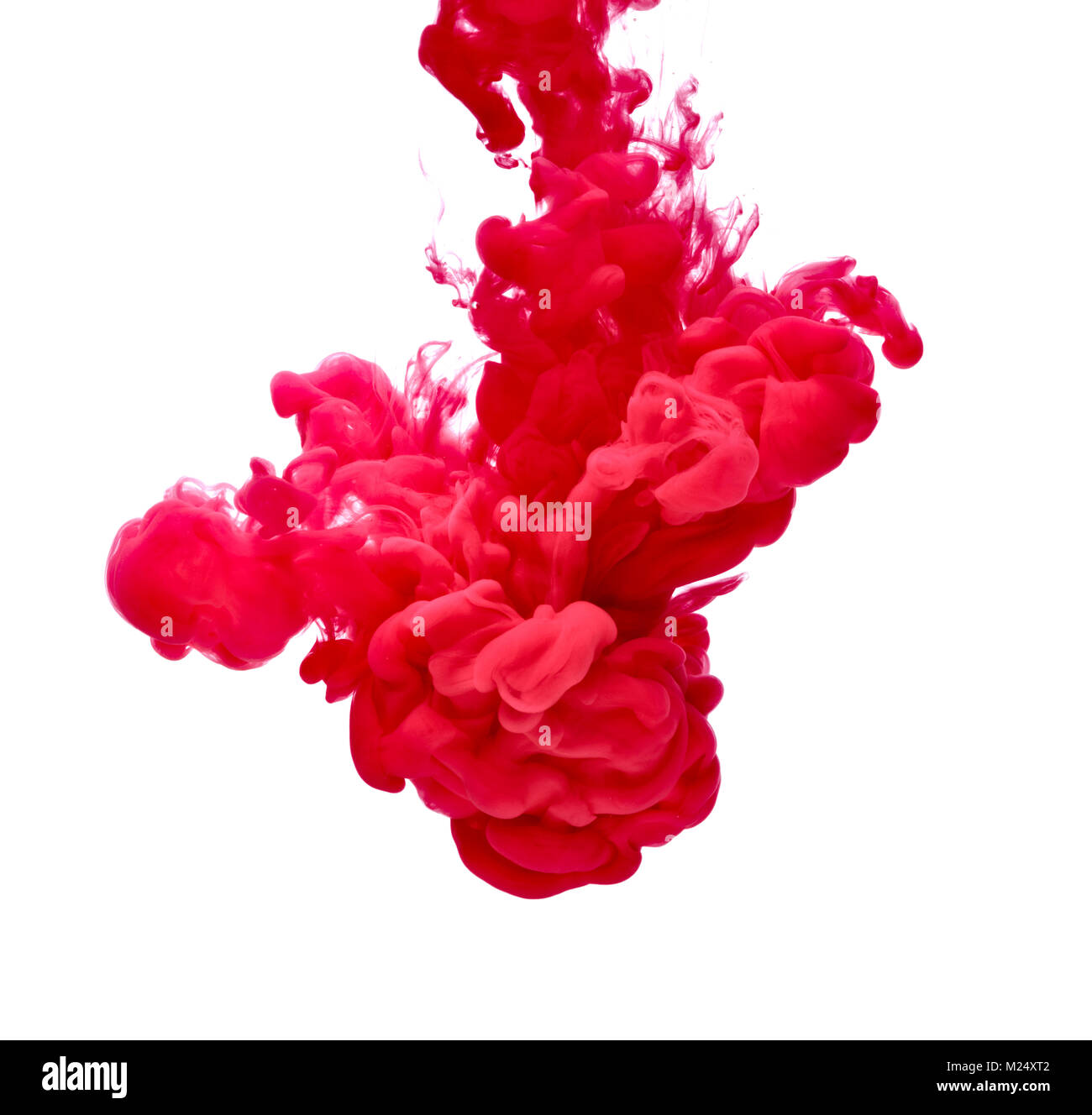 red color paint pouring in water Stock Photo - Alamy