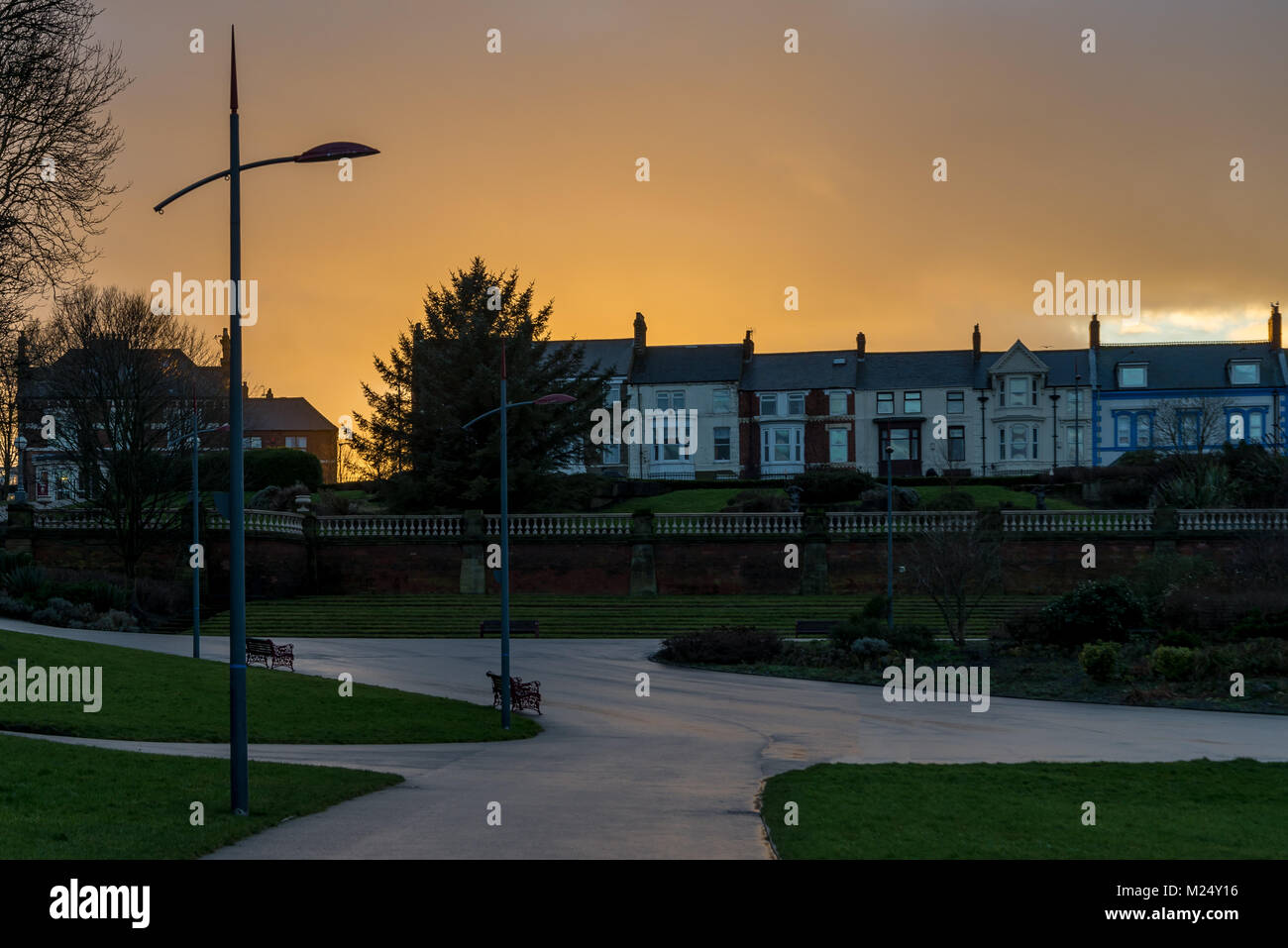 Sunset over the Rooftops in South Shields Marine Park England Stock ...