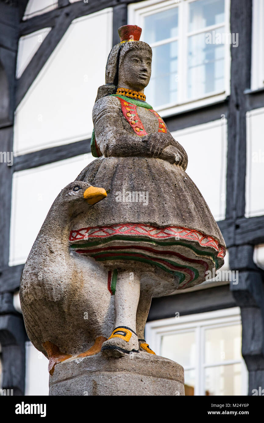 Goose girl, Goose Liesel, Gaenseliesel, figure dressed in traditional ...