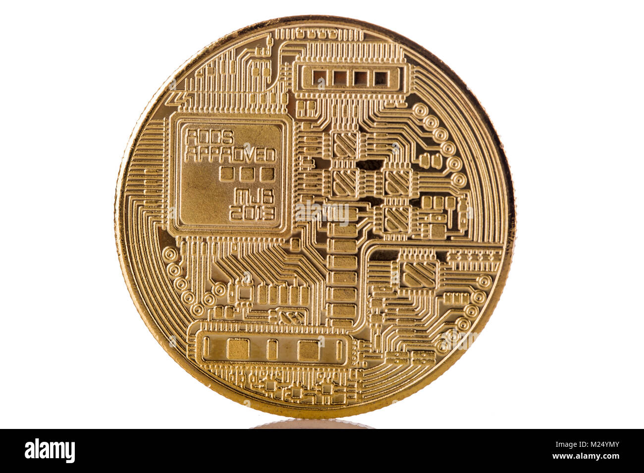 Golden Backside from Bitcoin on bright background Stock Photo - Alamy