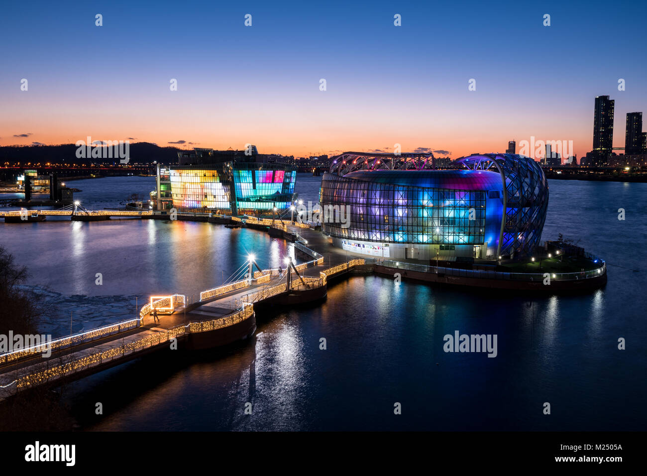 Night view of Some Sevit (Hangang Floating Island) in Seoul, South ...
