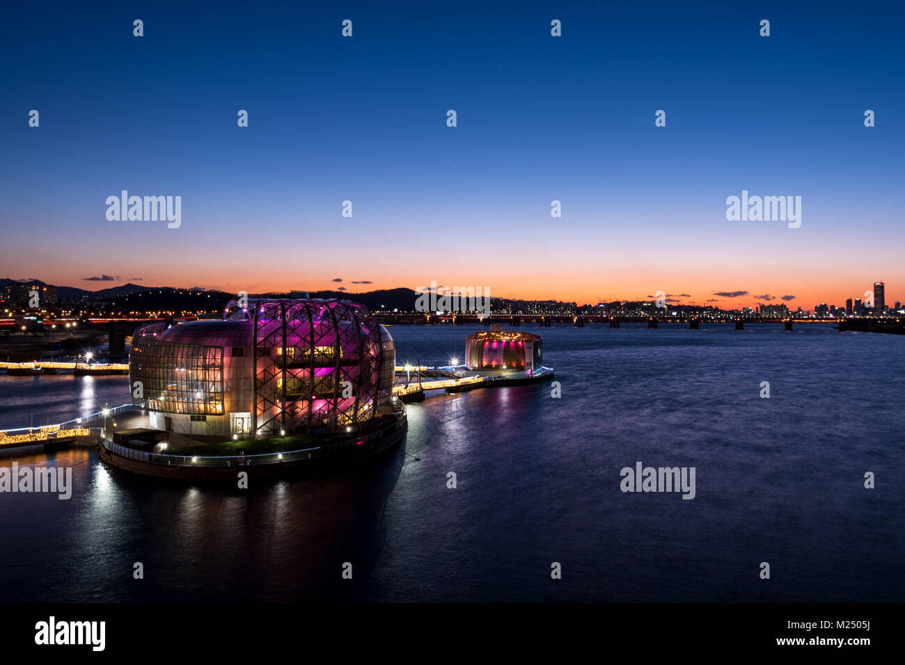Night view of Some Sevit (Hangang Floating Island) in Seoul, South ...