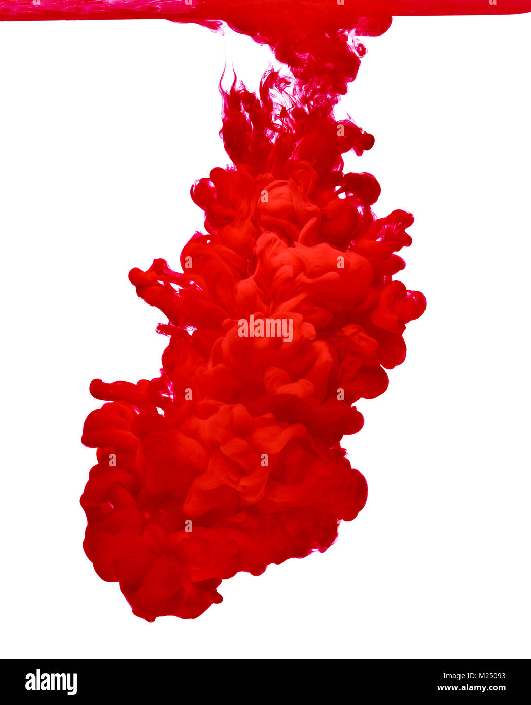 red color paint pouring in water Stock Photo - Alamy