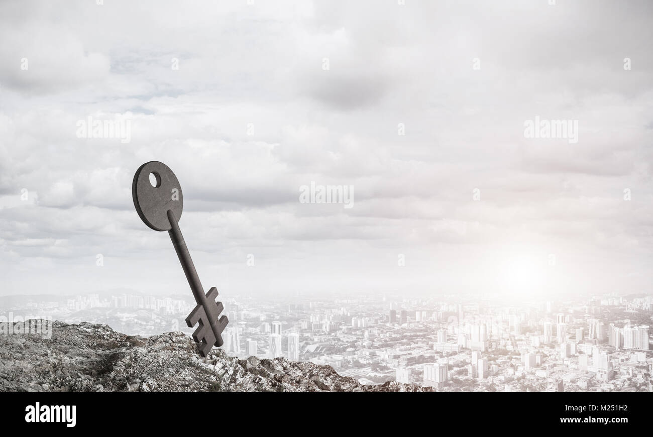 Conceptual background image of concrete key sign and natural lan Stock ...