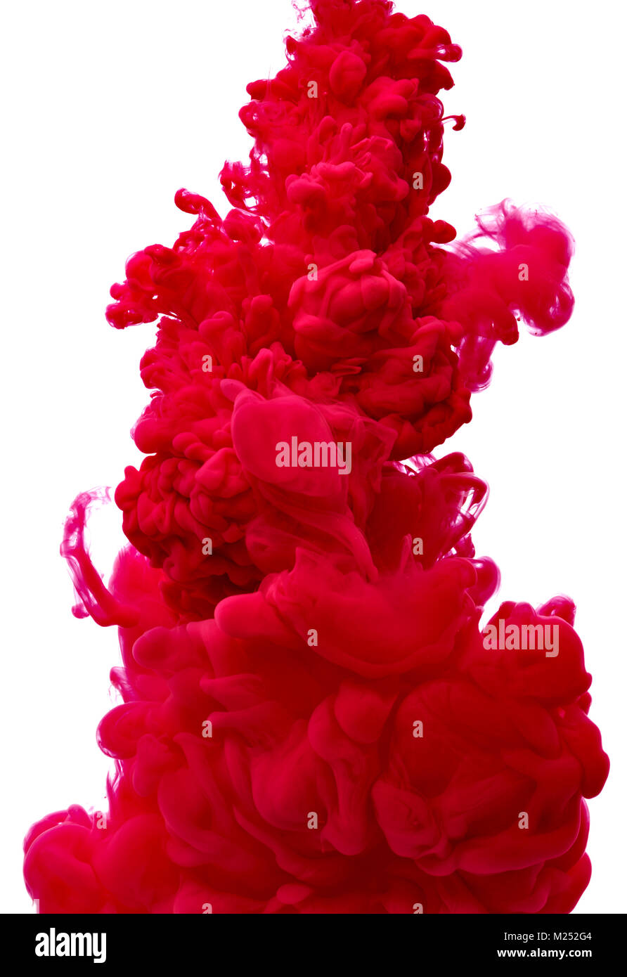 red color paint pouring in water Stock Photo - Alamy