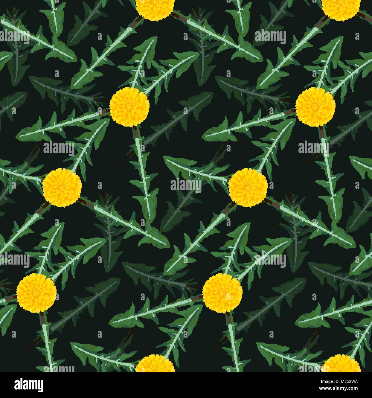 Seamless floral pattern. Dandelion elements background. Plant texture ...