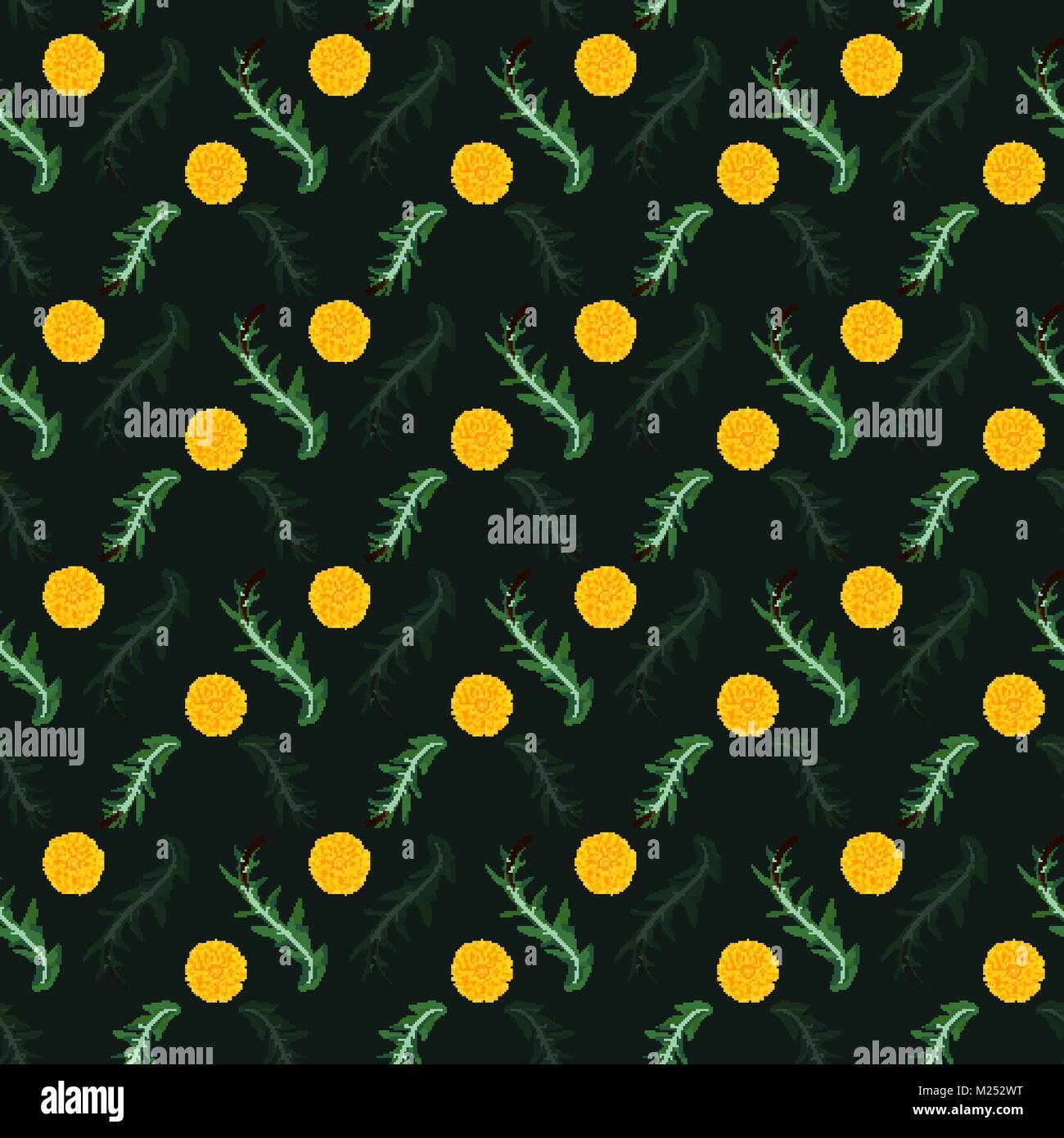 Seamless floral pattern. Dandelion elements background. Plant texture ...