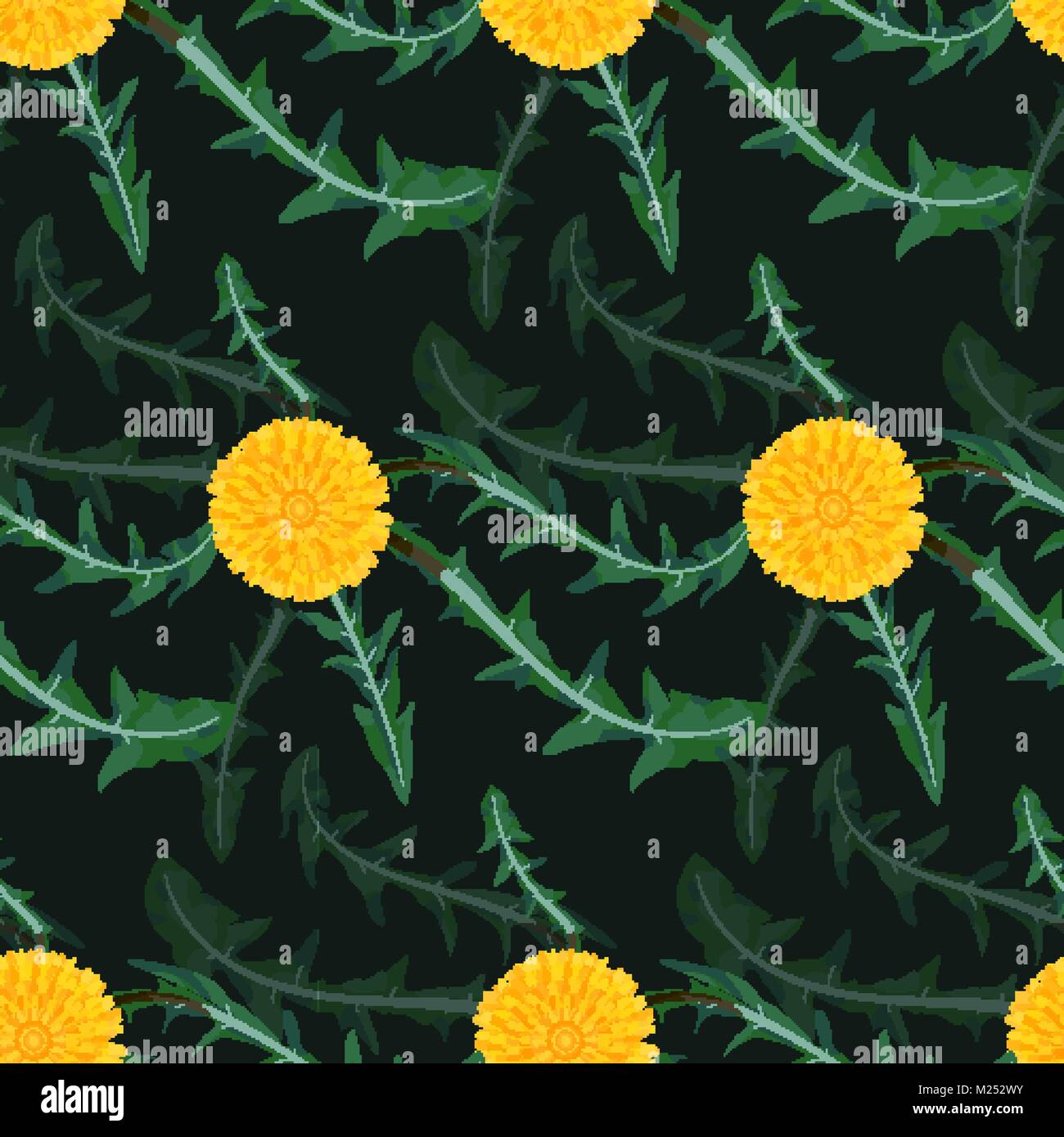 Seamless floral pattern. Dandelion elements background. Plant texture ...