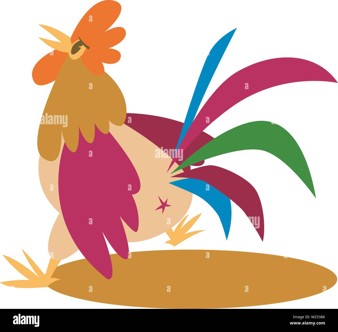 rooster cartoon vector illustration flat style profile side Stock ...