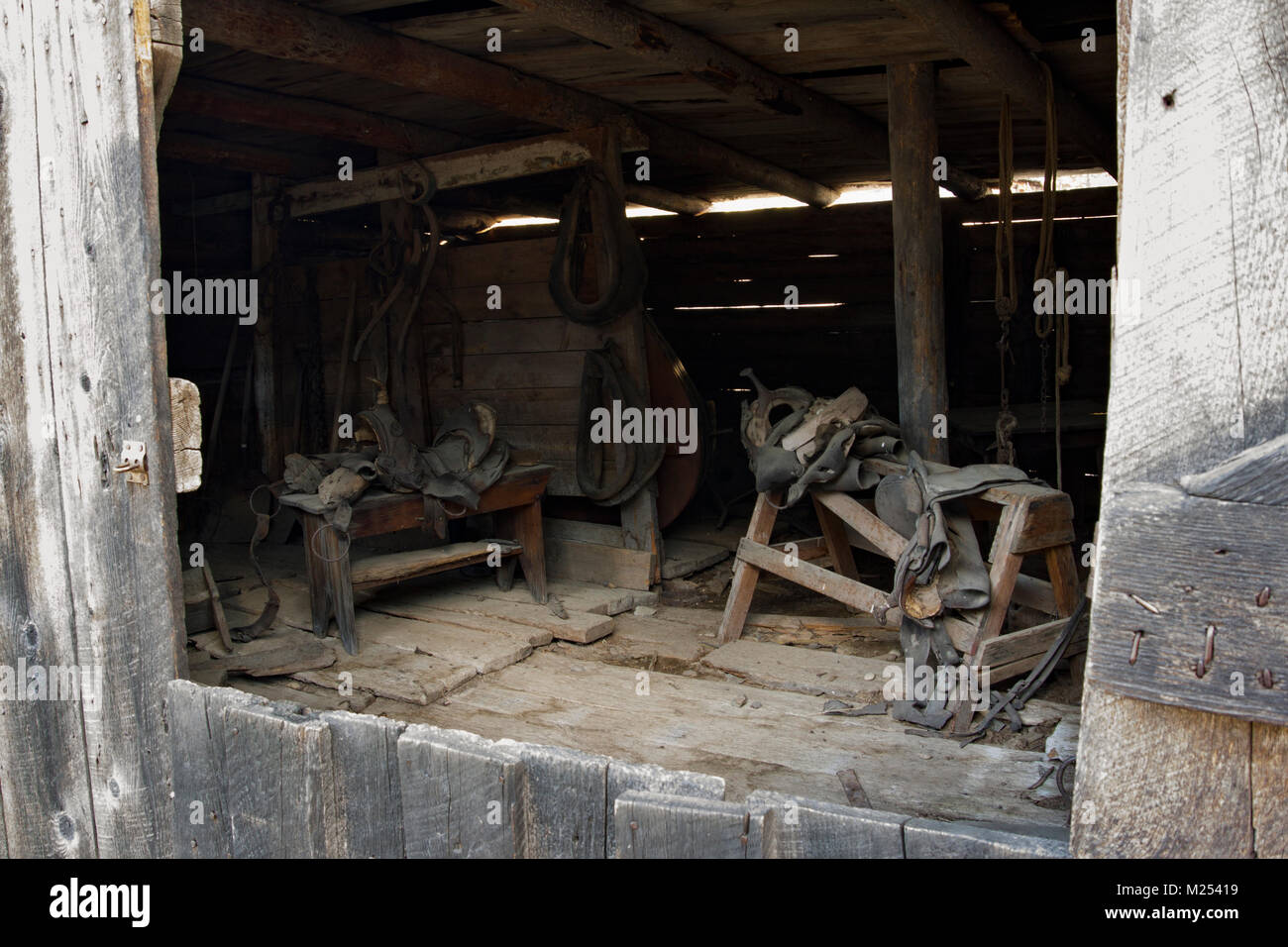 Inside an old livery stable and blacksmith shop at the Garnet Ghost ...