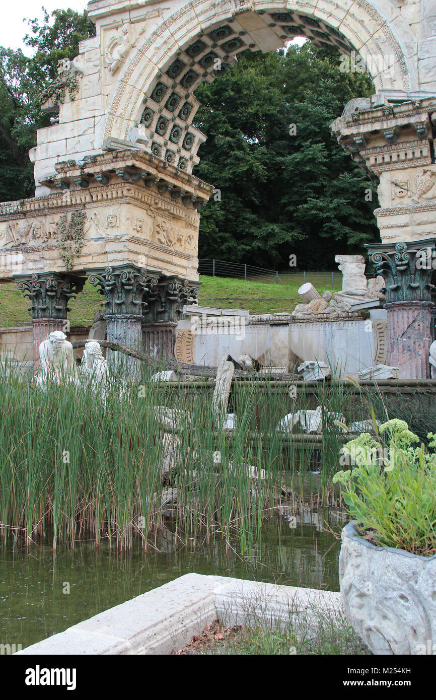 Artificial roman ruins in the park of the Schönbrunn castle in Vienna ...