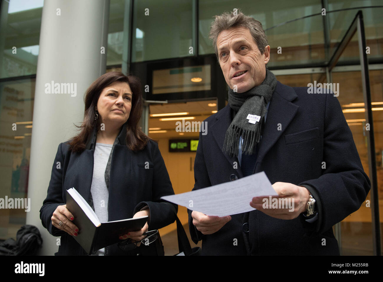Actor Hugh Grant and Crimewatch presenter Jacqui Hames leave the Rolls ...
