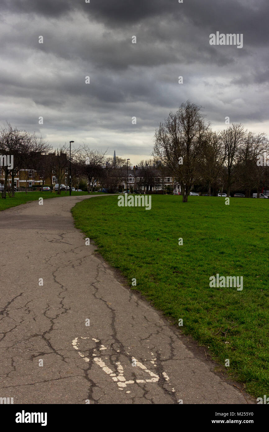 Cycle Path in a London Park, Brockley Stock Photo - Alamy