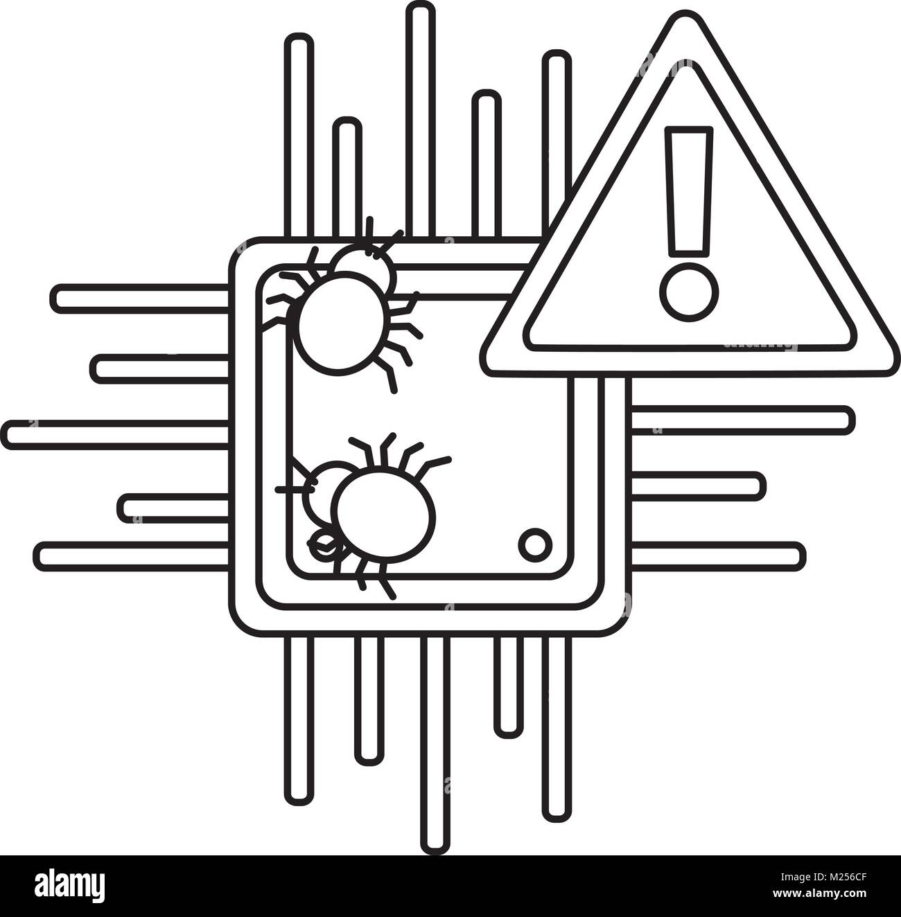 cpu chip with virus warning icon image Stock Vector Image & Art - Alamy