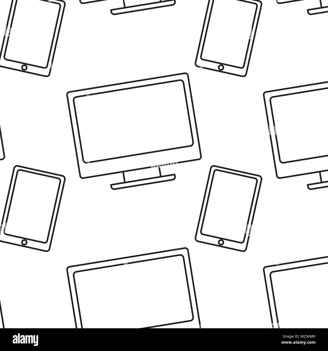 seamless pattern technology devices computer monitor and smartphone ...