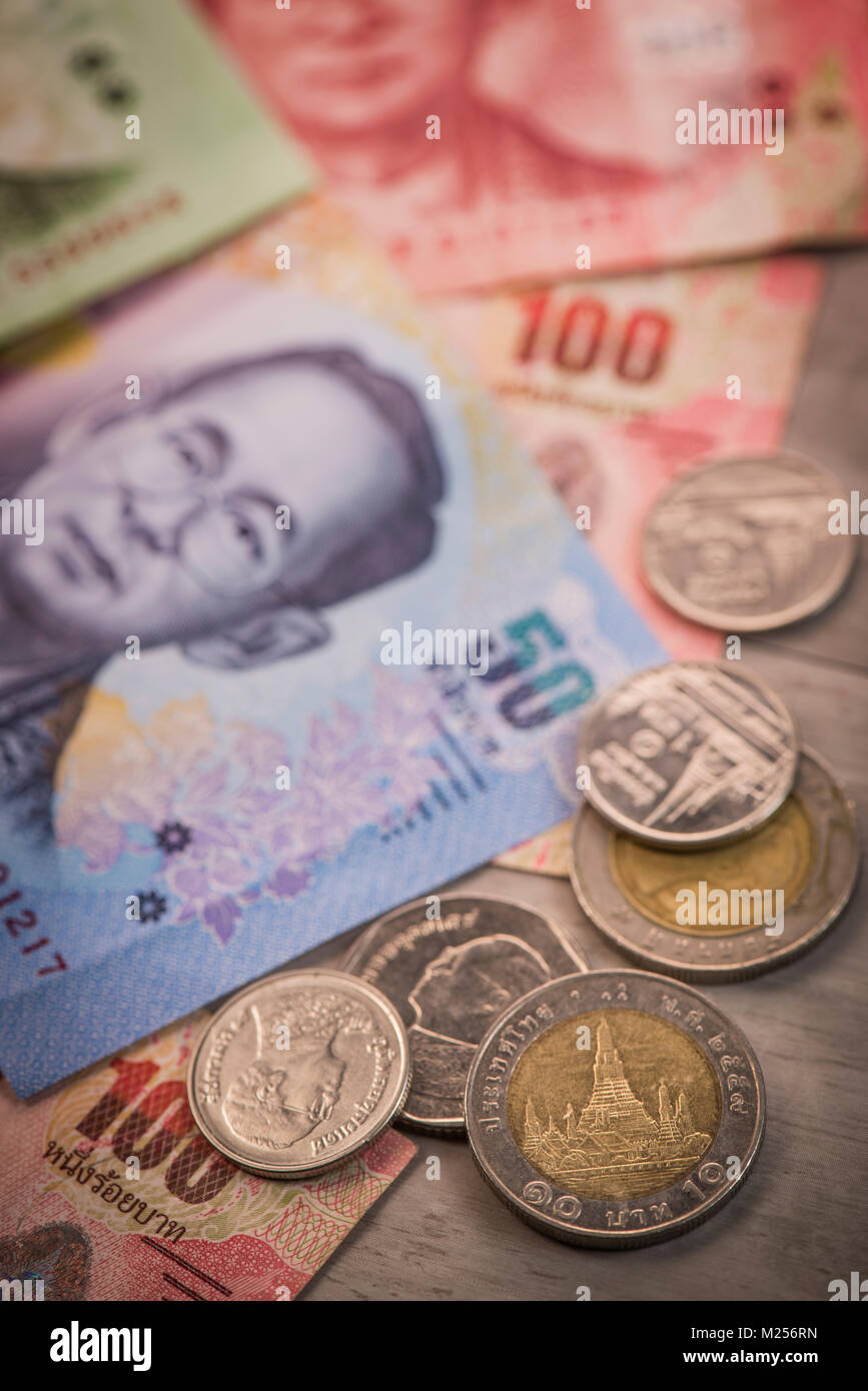 Thai money banknotes closeup background, Thailand money for business ...