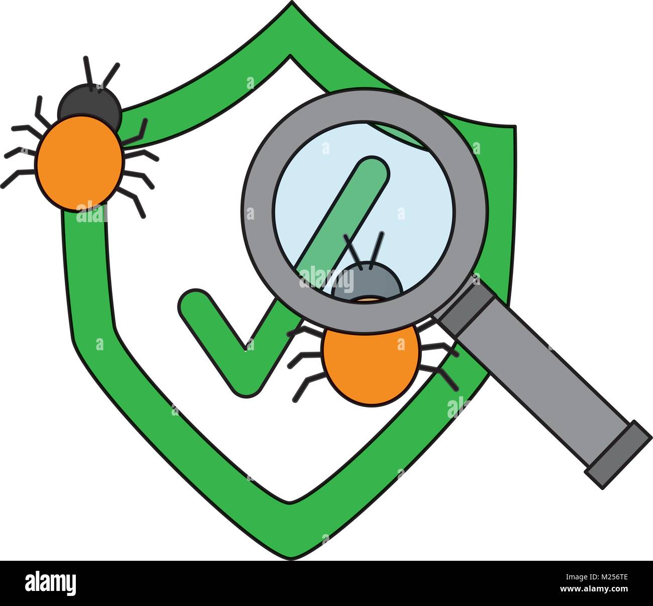 cyber security magnifying glass search for virus bug protection Stock ...
