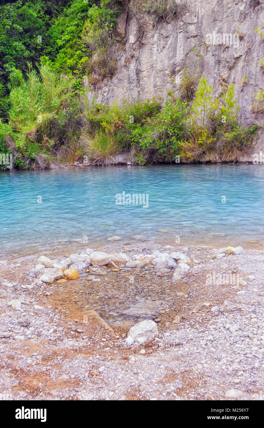 Mijares river. Swimming area - Spring of the bathes -, in Montanejos ...