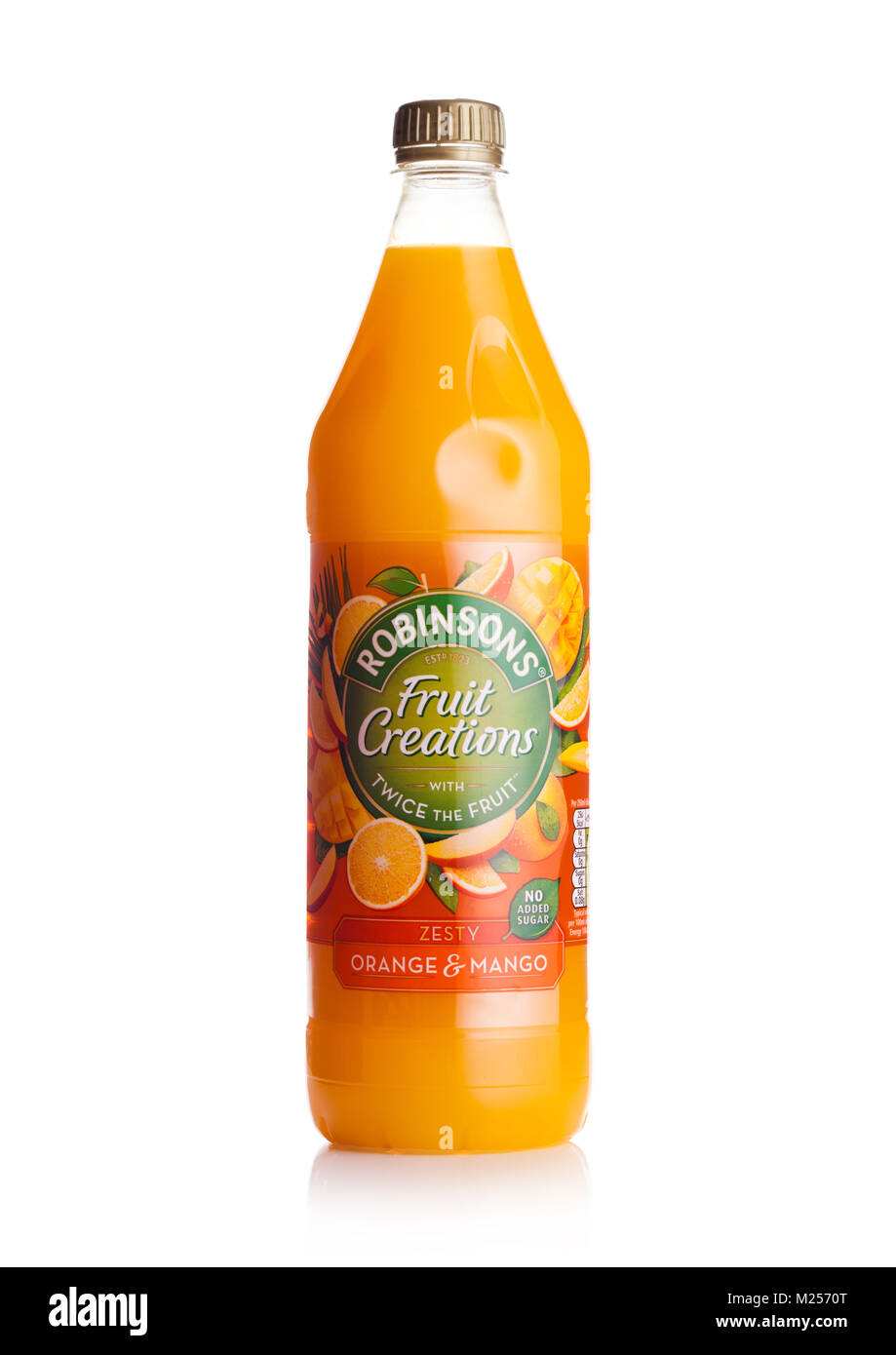 LONDON, UK - FEBRUARY 02, 2018: Bottle of Robinsons Fruit Juice with ...