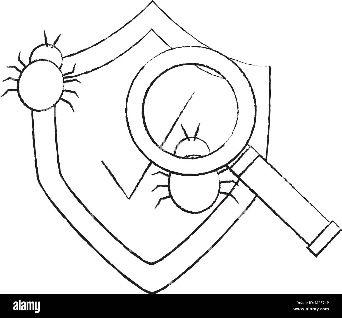 cyber security magnifying glass search for virus bug protection Stock ...