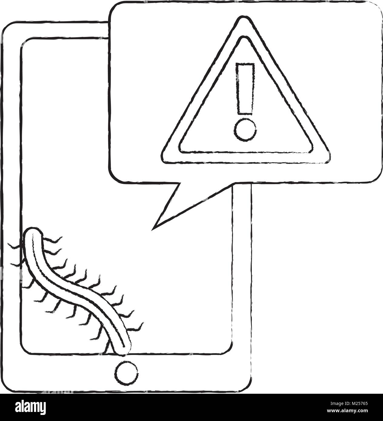 smartphone device message warning worm alert attack Stock Vector Image ...