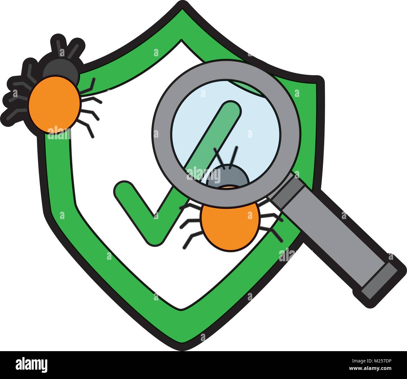cyber security magnifying glass search for virus bug protection Stock ...