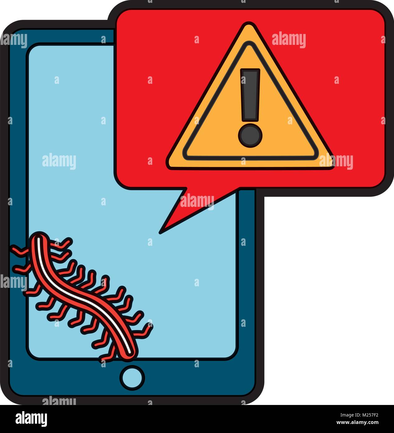 smartphone device message warning worm alert attack Stock Vector Image ...