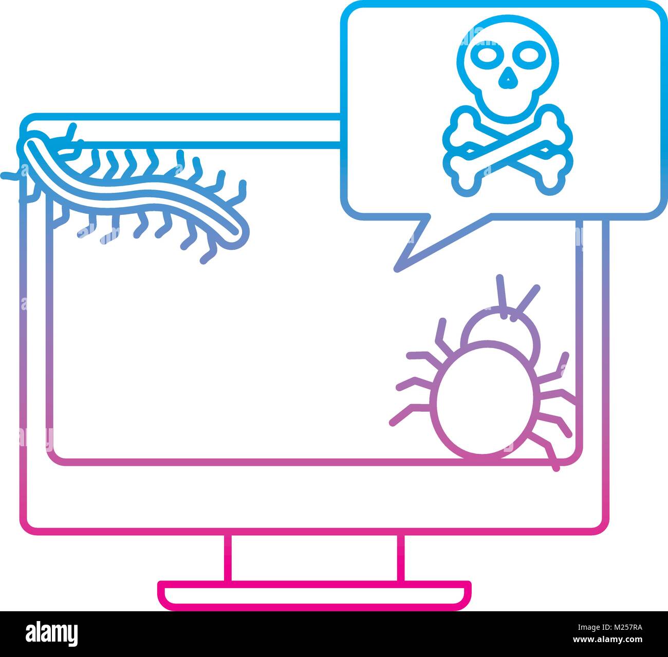computer monitor virus bug worm message attack Stock Vector Image & Art ...