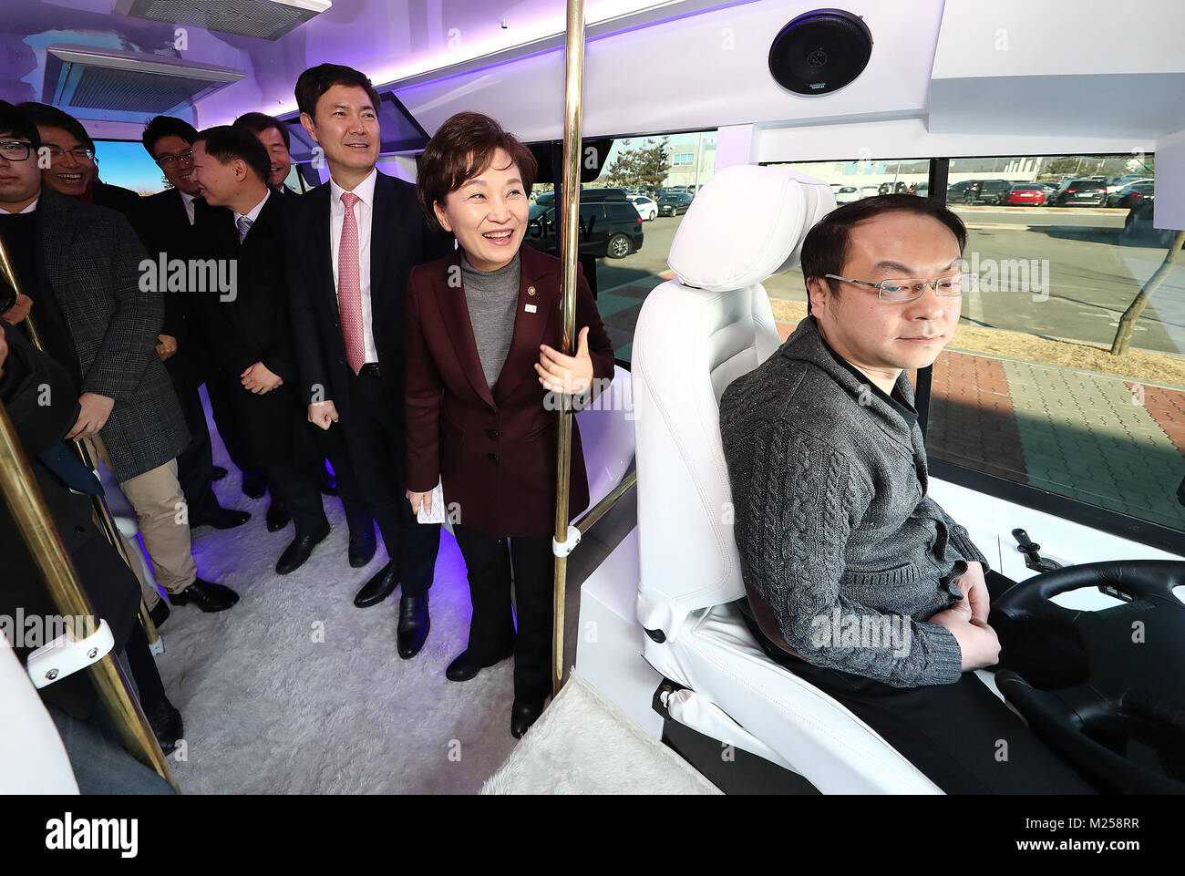 Seoul, South Korea. 05th Feb, 2018. Self-driving bus South Korea's ...