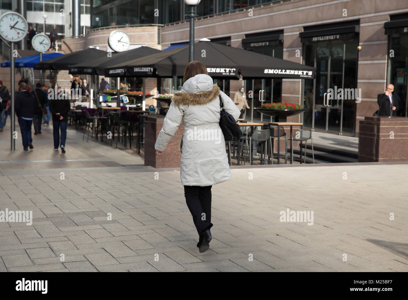 London,UK,5TH February 2018,Dull, cold and miserable by Canary Wharf in ...