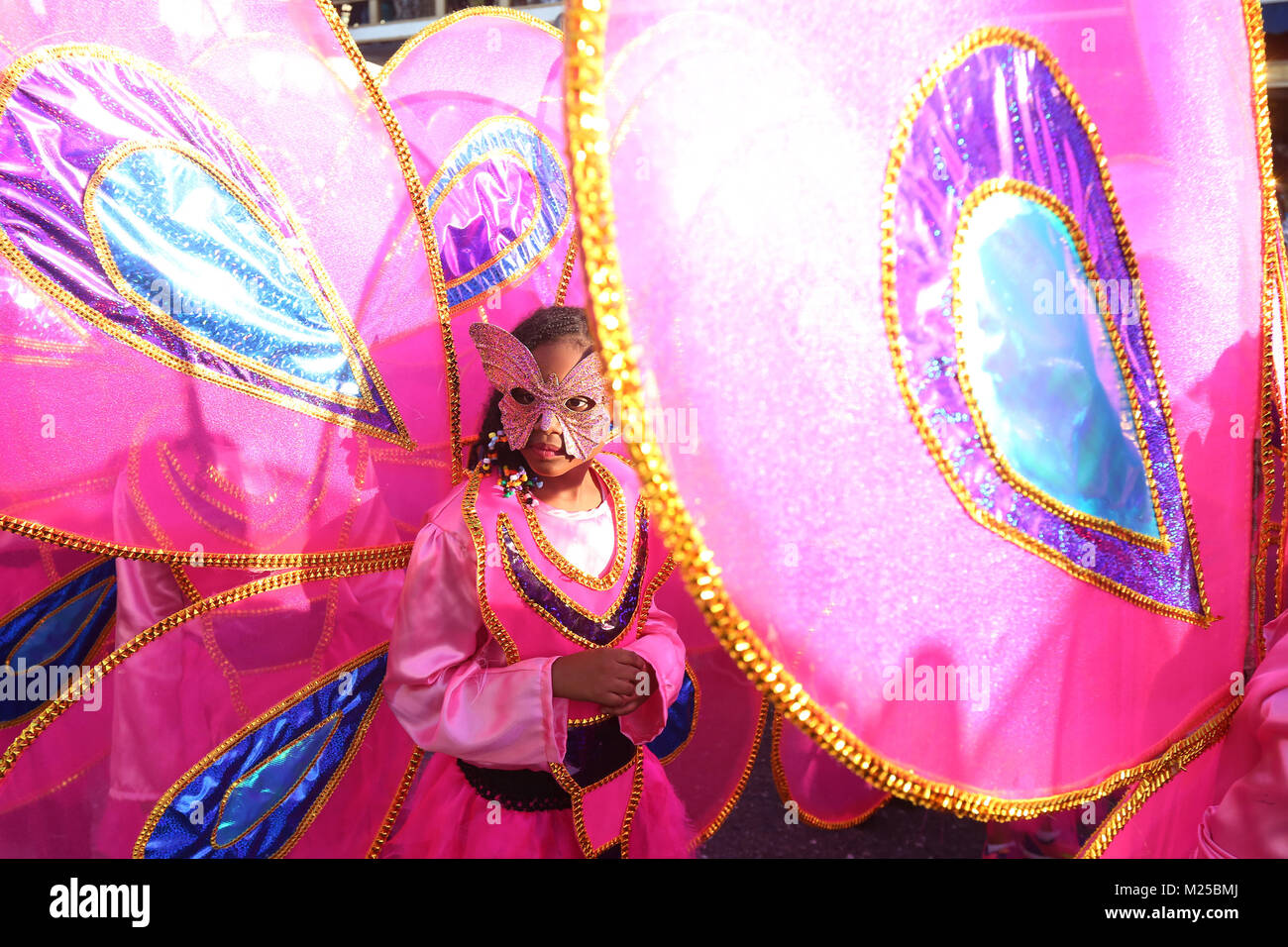 ST JAMES, TRINIDAD - Feb 04: Young masqueraders perform during the ...