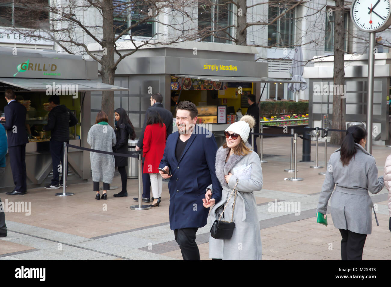 London,UK,5TH February 2018,Dull, cold and miserable by Canary Wharf in ...